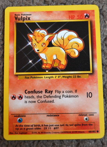 pokemon card Vulpix 068/102 Base Set Regular 1999 original rare 1st ...