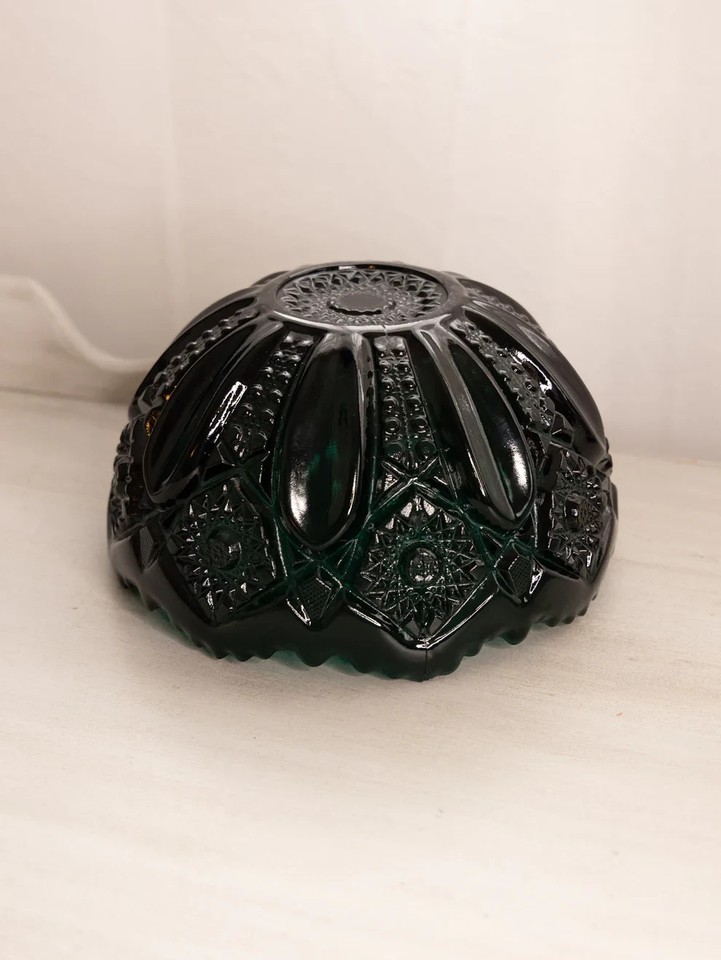 Vintage LE Smith Large Teal Green Glass Quintec Bowl | eBay