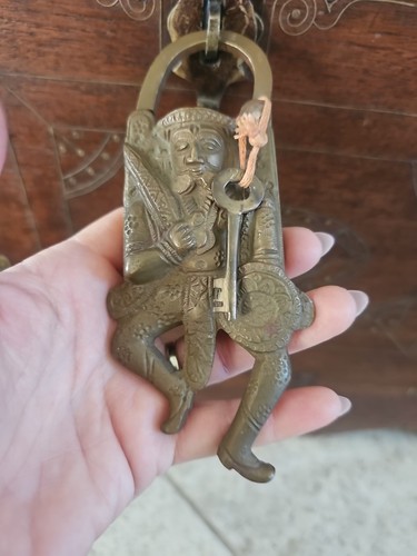Indian Solid Brass Figural Warrior Lock With Keys | eBay