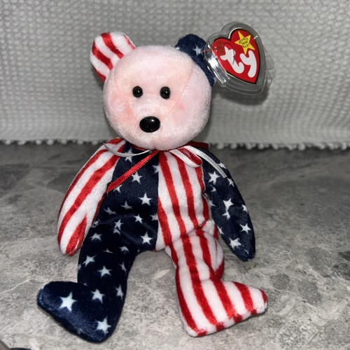 Spangle Ty Beanie Baby Pink Face Patriortic America Bear MWMT DOB July ...