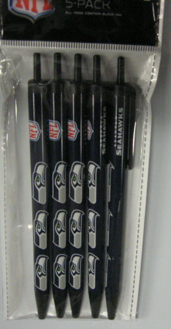 SEATTLE SEAHAWKS NFL Pens Click Style 5 Pack Black Ink NEW NIP | eBay