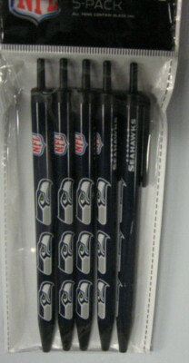 SEATTLE SEAHAWKS NFL Pens Click Style 5 Pack Black Ink NEW NIP | eBay