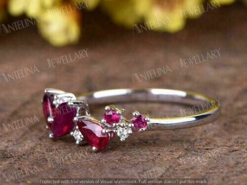 1.50 Ct Simulated Marquise Cut Ruby Engagement Ring 925 Sterling Silver Plated | eBay Australia