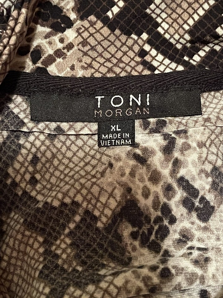 Toni Morgan Full Zip Animal Print Shimmer Jacket Top Size XLarge ~ EUC ...