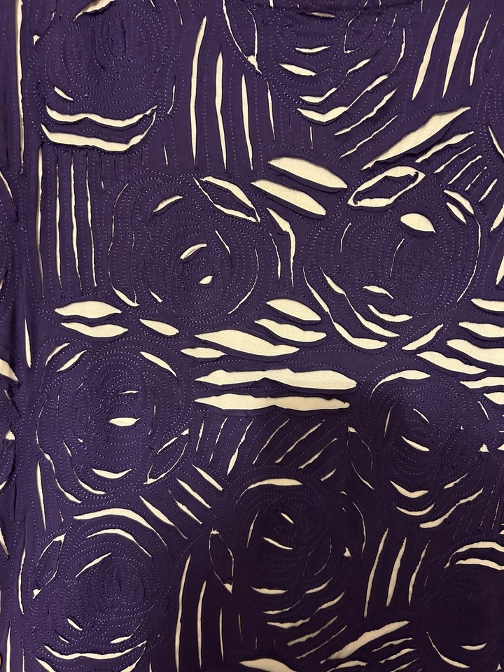 Phase Eight Ladies Dress Size 10 Purple Floral Embroidered Lined Round ...