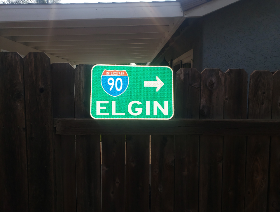 ELGIN Interstate 90 route road sign, Illinois | eBay