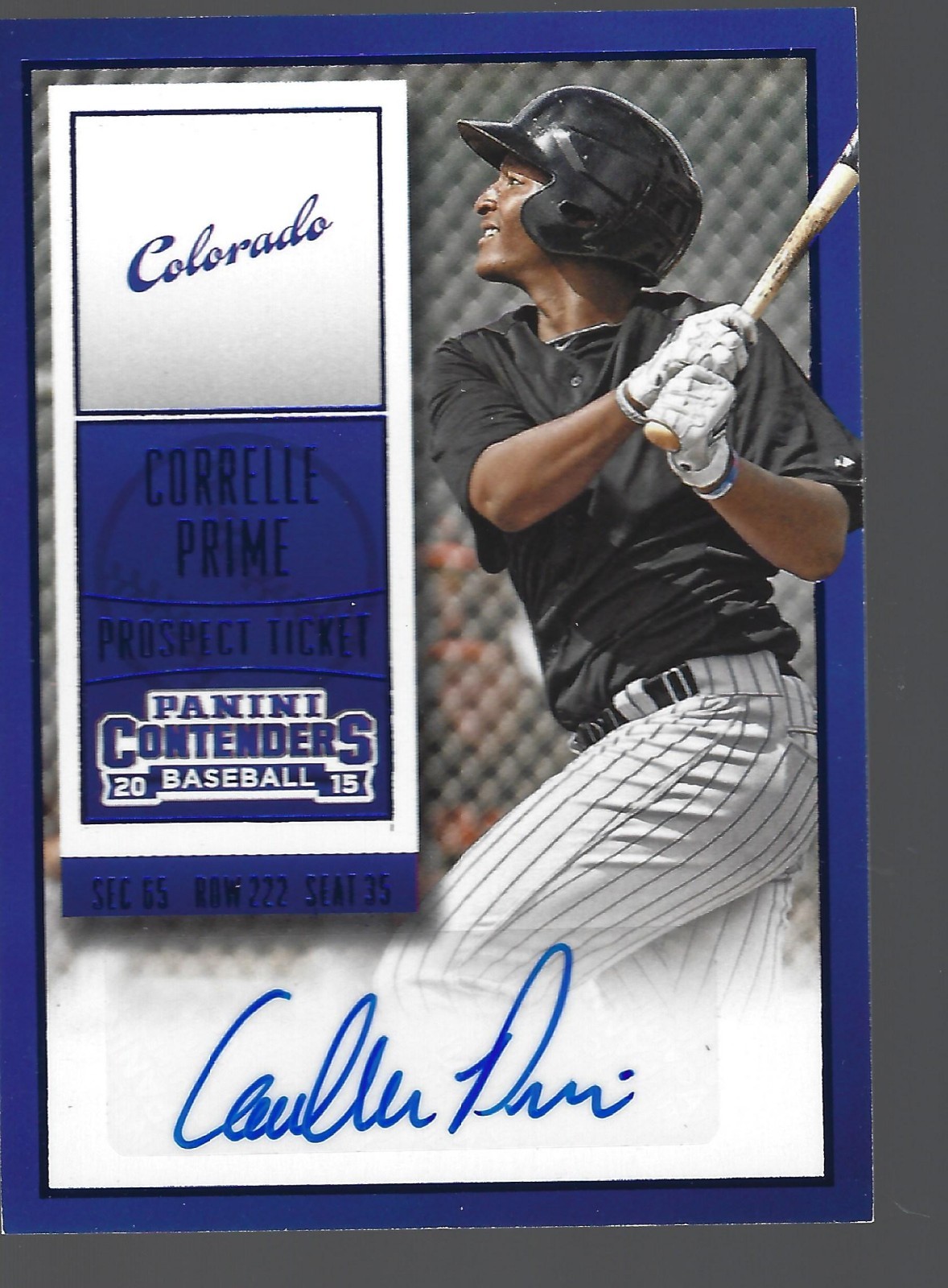 2015 Panini Contenders Prospect Ticket Autographs Blue Foil #4 Correlle ...