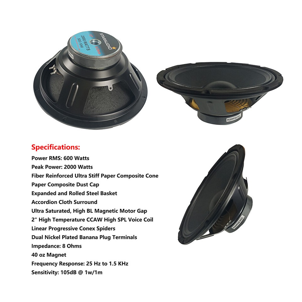 12 Inch Replacement Sub-woofer 8 Ohm For Audio DJ PA Speaker Bass ...