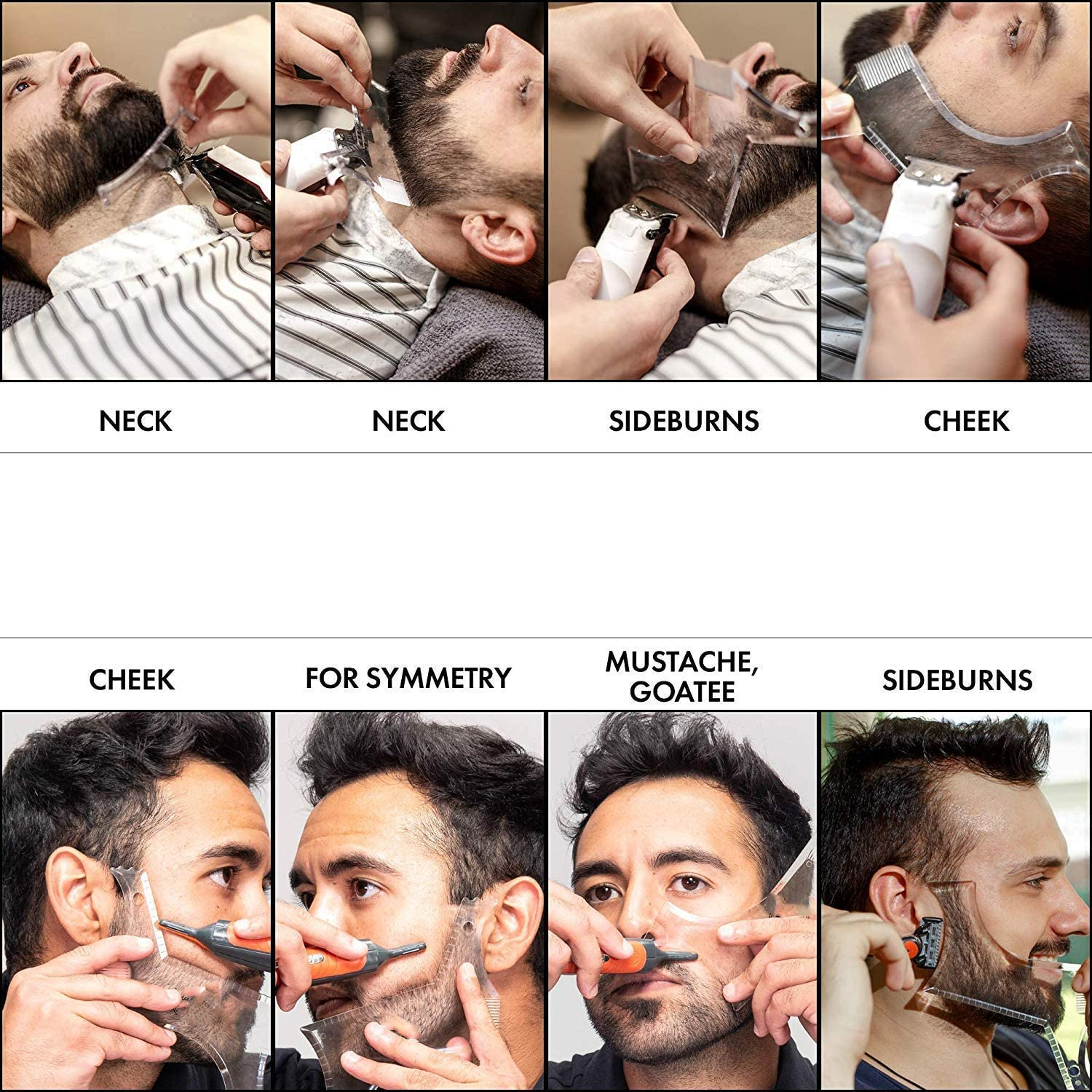2PCS Men'S Beard Shaping Tool Template, Beard Guide Shaper with Inbuilt ...