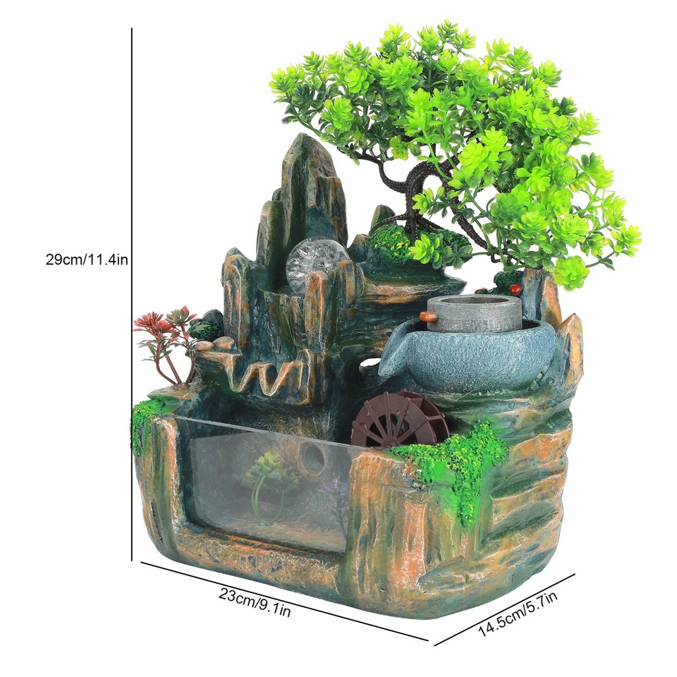 Tabletop Fountain Small Rockery Waterwheel Desktop Fish Container ...