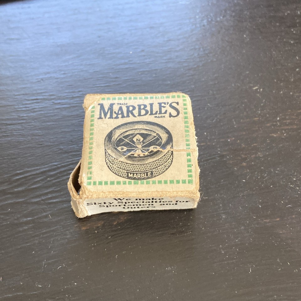 Marbles Pocket Compass 1” diameter. Revolving black Face -original Box ...