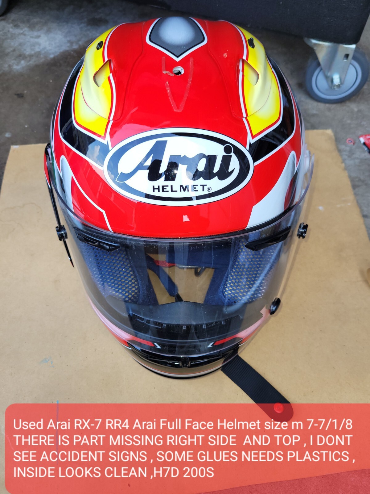 Used Arai RX-7 RR4 Arai Full Face Helmet size m 7-7/1/8 THERE IS PART ...