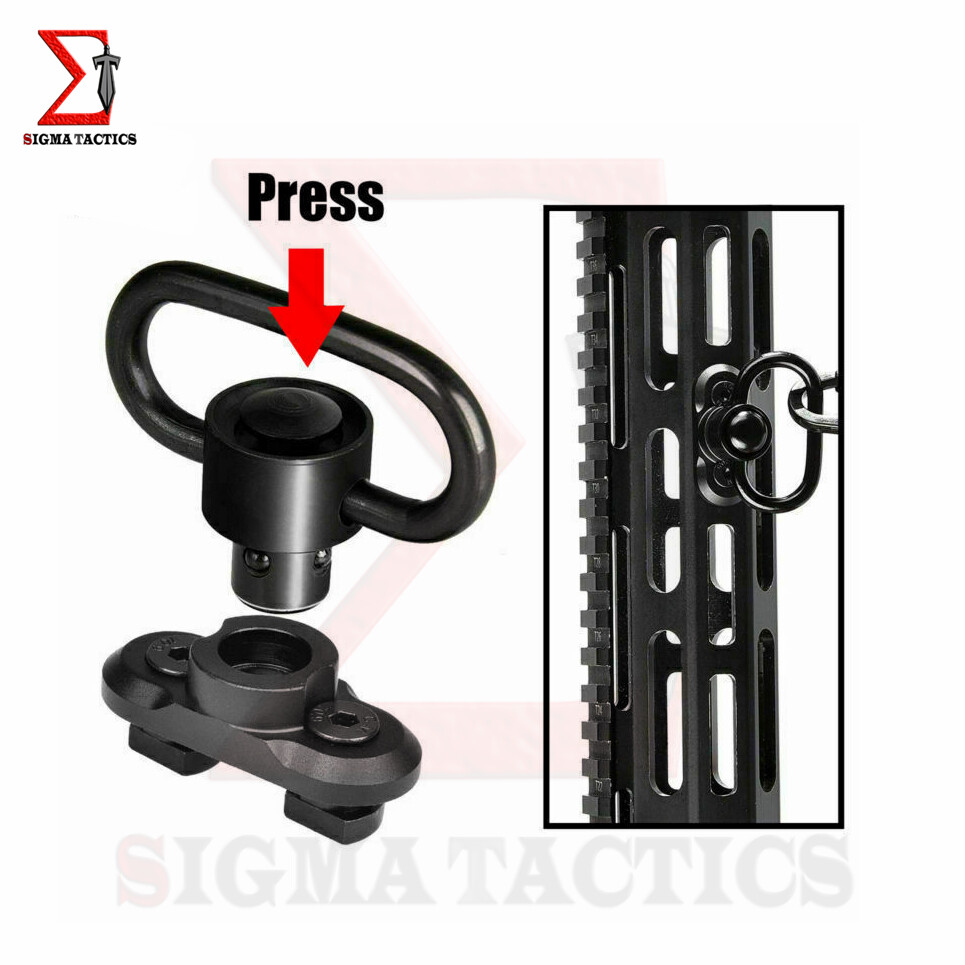 2PC New M-LOK MLOK Quick Release Sling Mount Push Button QD Sling ...