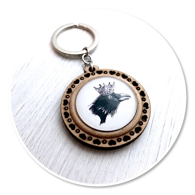 Black Crow Wooden keyring key ring garden bird Raven | eBay UK