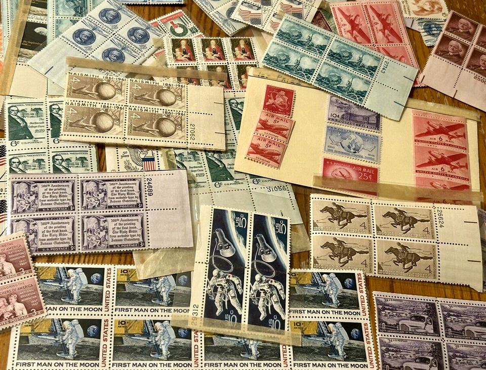 Large US Postage Stamp Estate Collection 900+ Unused Plate Blocks ...