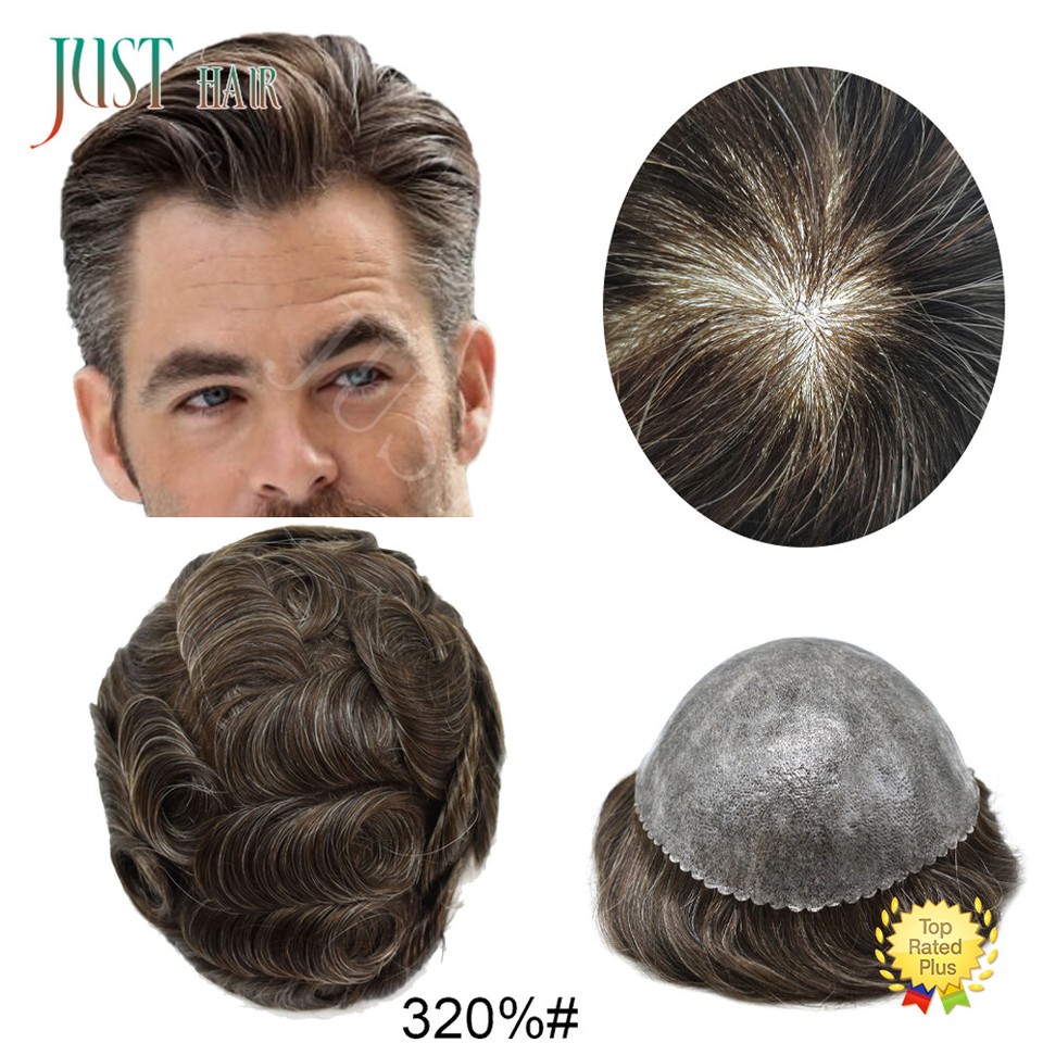 Mens Human Hair Replacement System Injection Skin Men Toupee Wig Hairpieces US | eBay