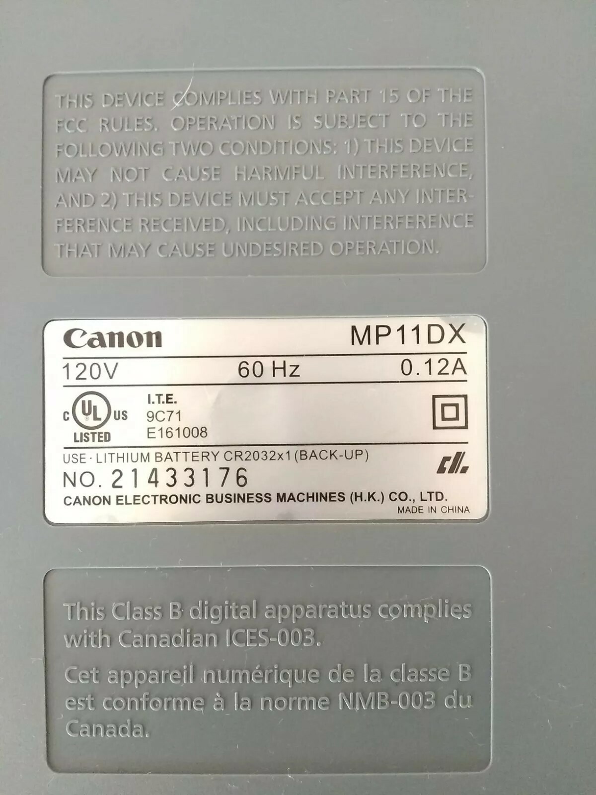 Canon MP11DX Printing Calculator Clock & Calender Used Tested & Works ...