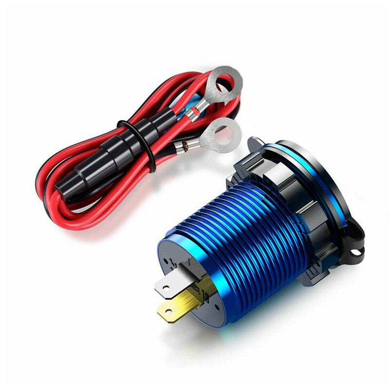 12-24V LED Dual QC3.0 USB Fast Charger Socket Power Outlet Motorcycle ...