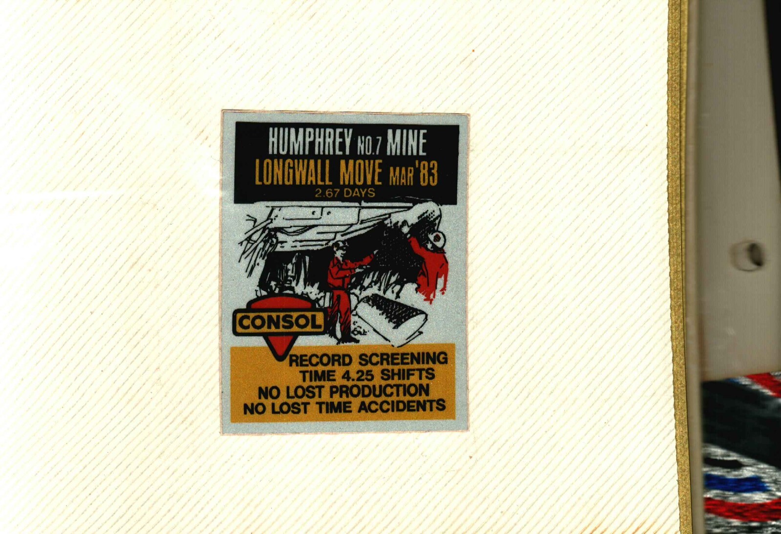 NICE 1983 LONGWALL MOVE HUMPHREY CONSOL COAL CO. COAL MINING STICKER ...