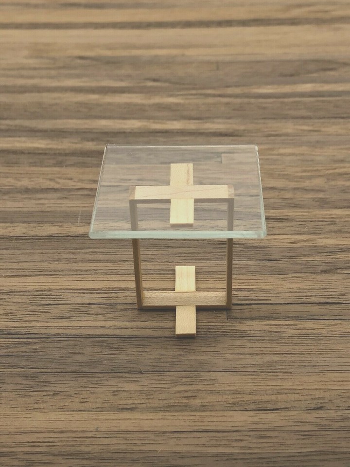 Dollhouse Miniature Artisan Modern Maple End Table with Glass Top 1:12 ...