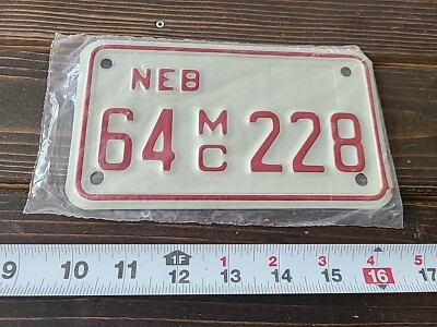 Nebraska 64 228 Mc Motorcycle License Plate Vintage NOS | eBay