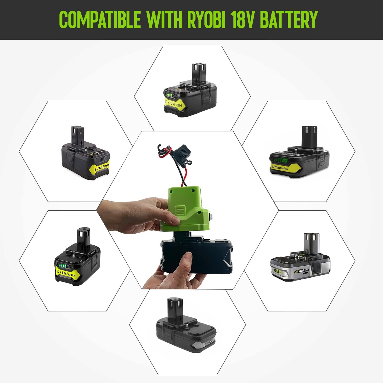 Replace 14-Gauge Wire Power Wheels Adapter Connector for Ryobi 18V ...