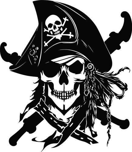 Laptop Unique Gift Idea Car Pirate Skull Vinyl Decal Swashbuckler Style ...