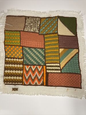 VTG Needlepoint MOD DESIGN SAMPLER Stitches 10" square 1970's | eBay