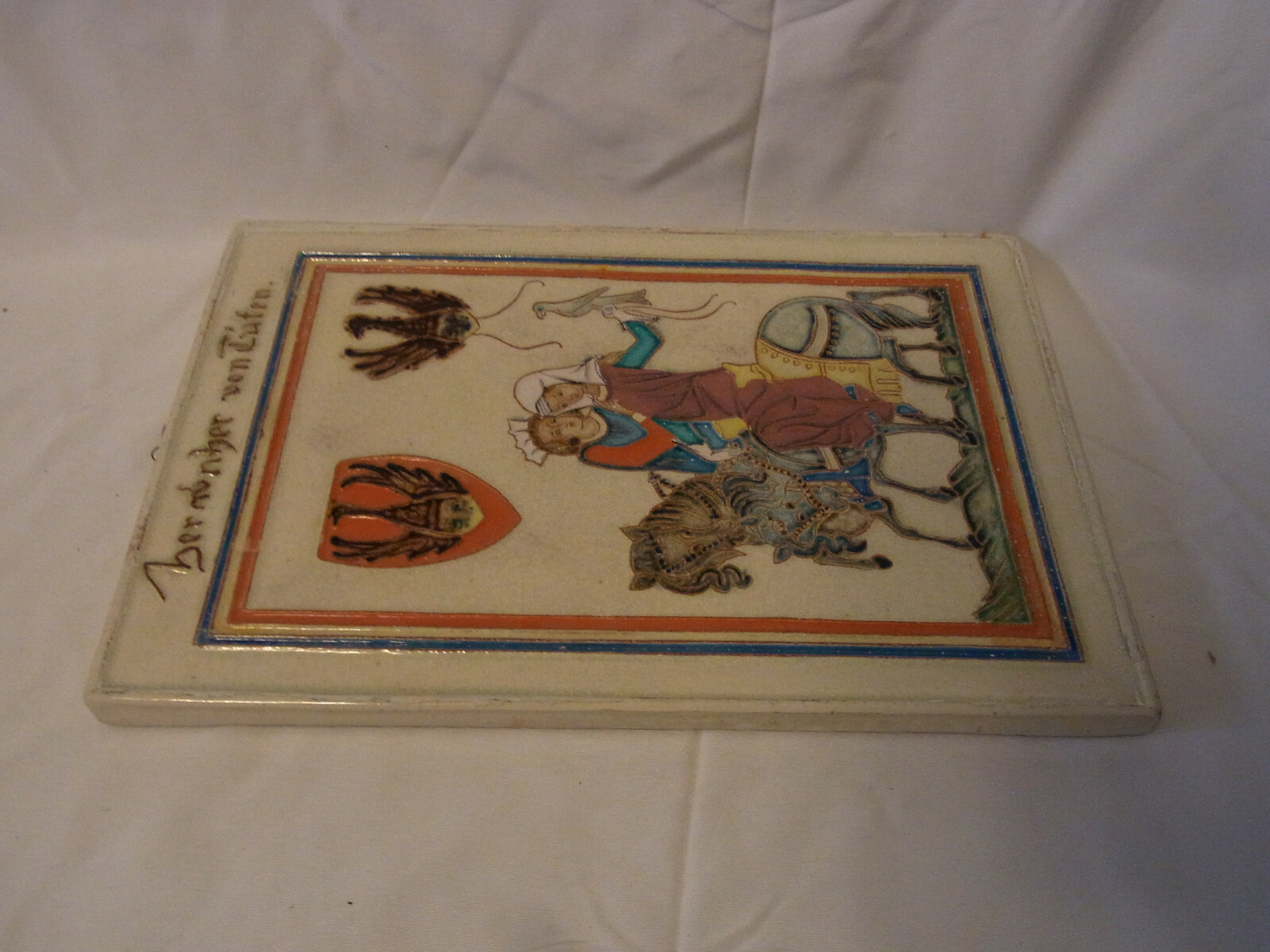 Karlsruhe Majolika Tile Falconer Knight Vintage German # 1 | eBay