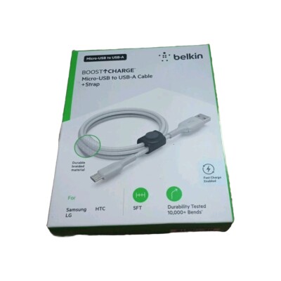 Belkin Boost Up Charge Micro-USB To USB-A 5 Foot Cable + Strap, Gray ...