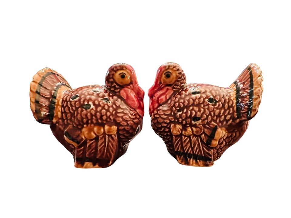 Turkey Salt & Pepper Shakers Thanksgiving Fall Harvest Decor Tom Turkey ...