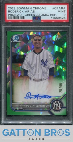 2022 Bowman Chrome Roderick Arias Auto - Green Atomic Ref. /99 PSA 9 ...