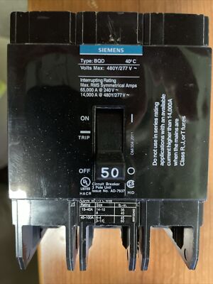 NIB - Siemens - BQD350 - Molded Case Circuit Breaker - 50A, 3-Phases ...