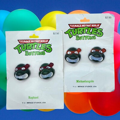 Teenage Mutant Ninja Turtles 4 Buttons Raph And Mikey TMNT 1990s ...
