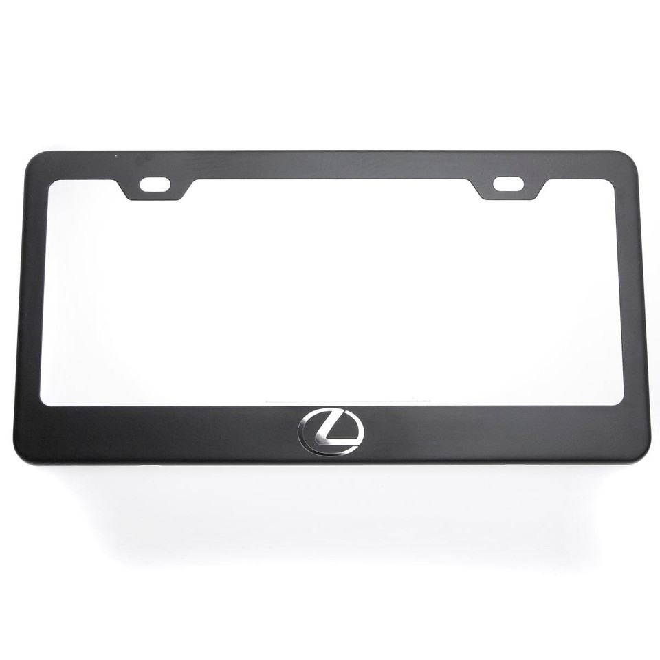 For Lexus License Plate Frame Matte Black W/ Chrome Logo Engraved Cap ...