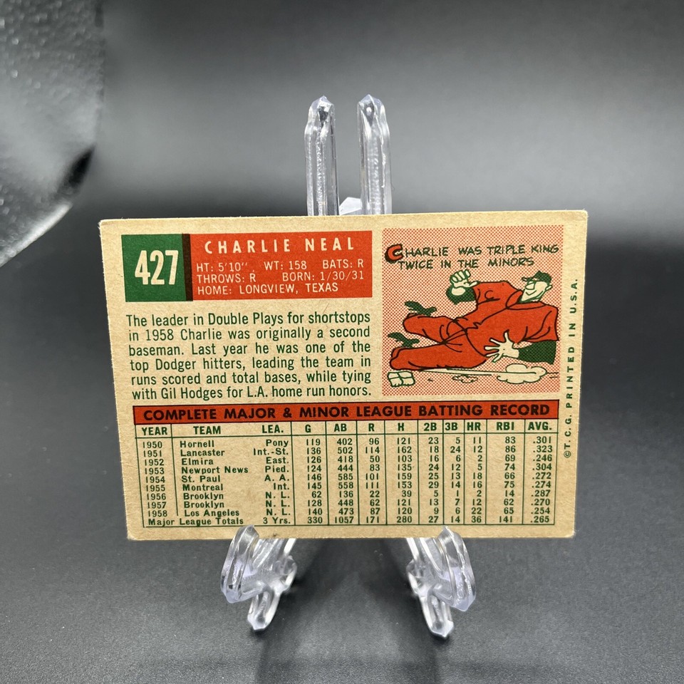 1959 Topps Set-Break #427 Charlie Neal VG-VGEX - Lot6041 | eBay