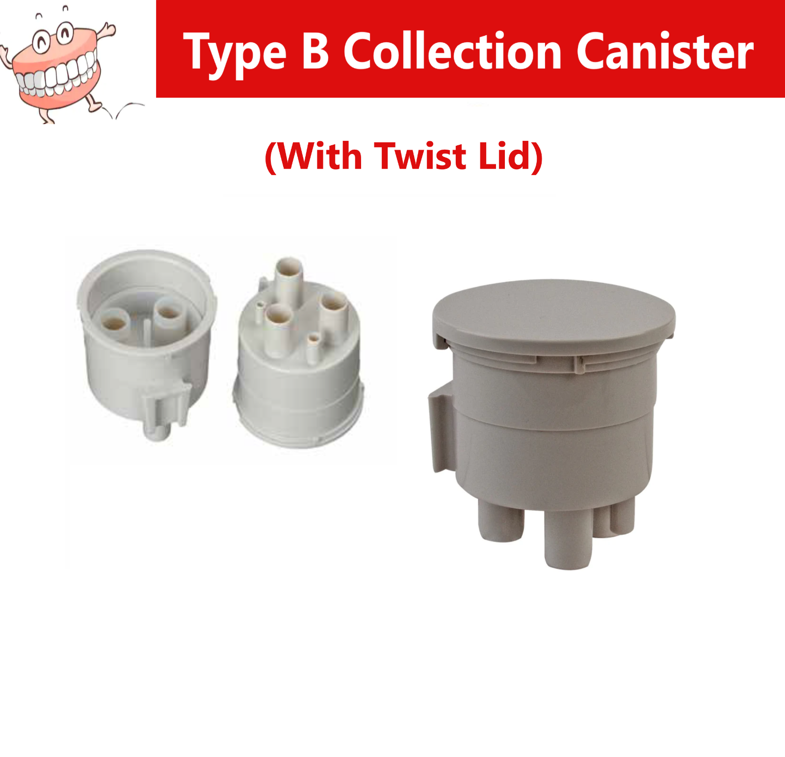 Dental Type B Collection Canister (With Twist Lid) - Includes debris ...