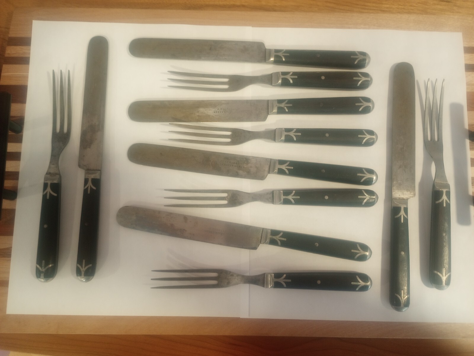 Early 1900s J Russell & Co Green River Works Cutlery Set 6 Forks and 6 ...