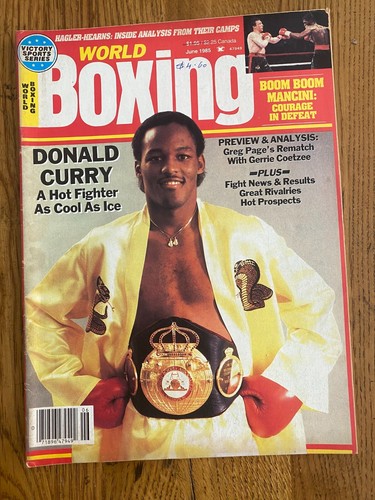 WORLD BOXING Jun 1985 Hagler- Hearns, Donald Curry, Greg Page, MANCINI ...