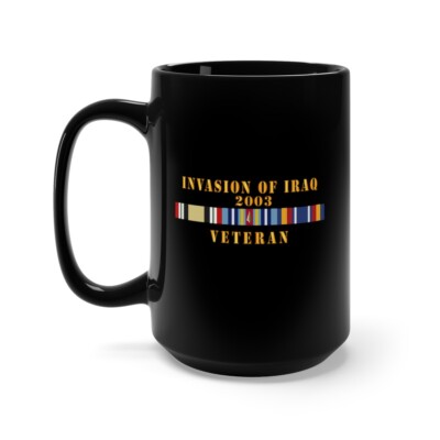 Black Mug 15oz - Army - AFR - Iraq Invasion Veteran w ARR GWOT - GWOTEM ...