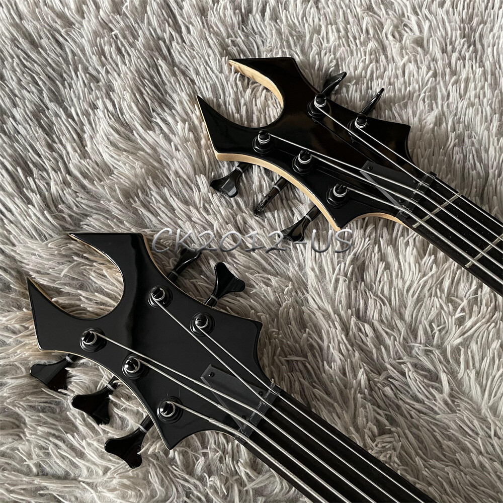 Fretless&Fanned Fret 5+5 Double Neck Electric Bass Guitar Metallic Blue ...