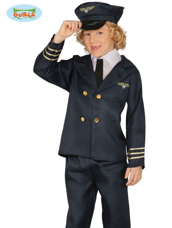 Childs Airline Pilot Fancy Dress Costume Jet Aeroplane Pilot Outfit New ...