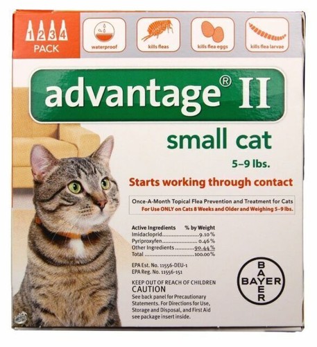 Advantage II Small Cats 5-9 Lbs 4 Monthly Doses #2086 724089202086 | eBay