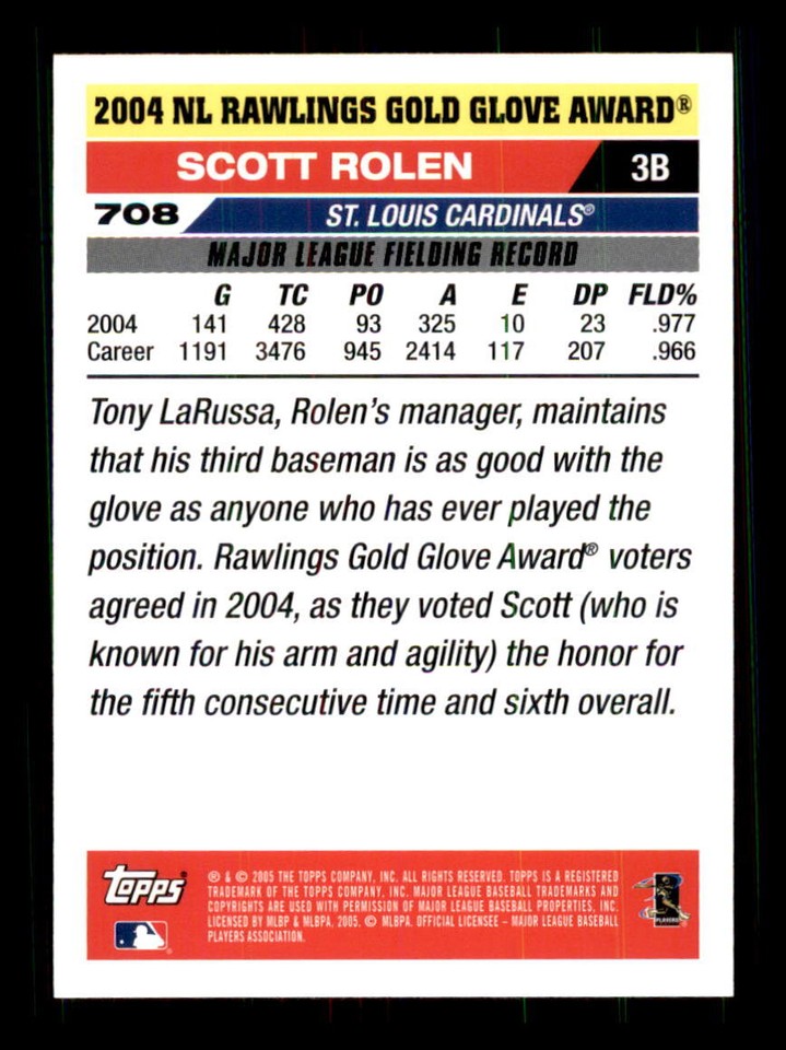 2004 Baseball Topps Scott Rolen St. Louis Cardinals #708 GG | eBay