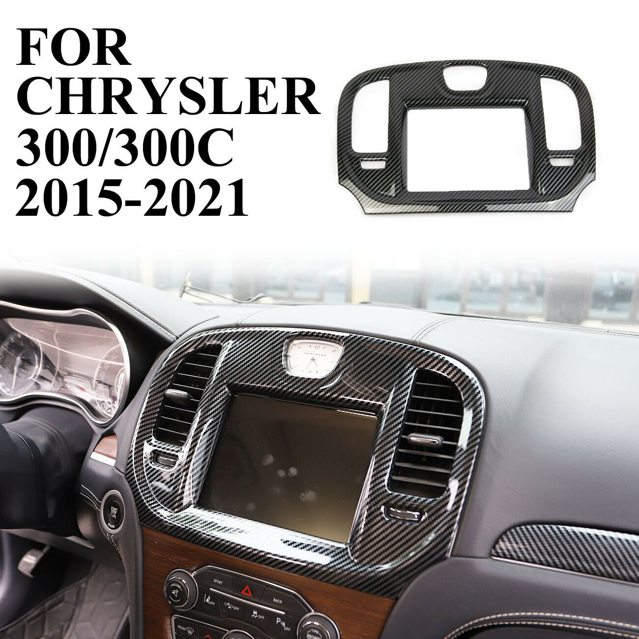 Steering Wheel Center Console Trim Kit For Chrysler 300c 15-22 Carbon ...