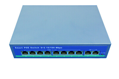 8-Port 10/100M Ethernet PoE Switch Desk Desktop Sturdy Metal Fanless ...