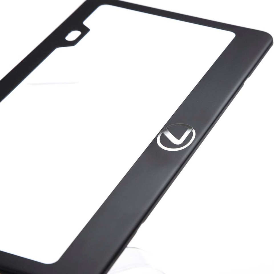 For Lexus License Plate Frame Matte Black W/ Chrome Logo Engraved Cap ...