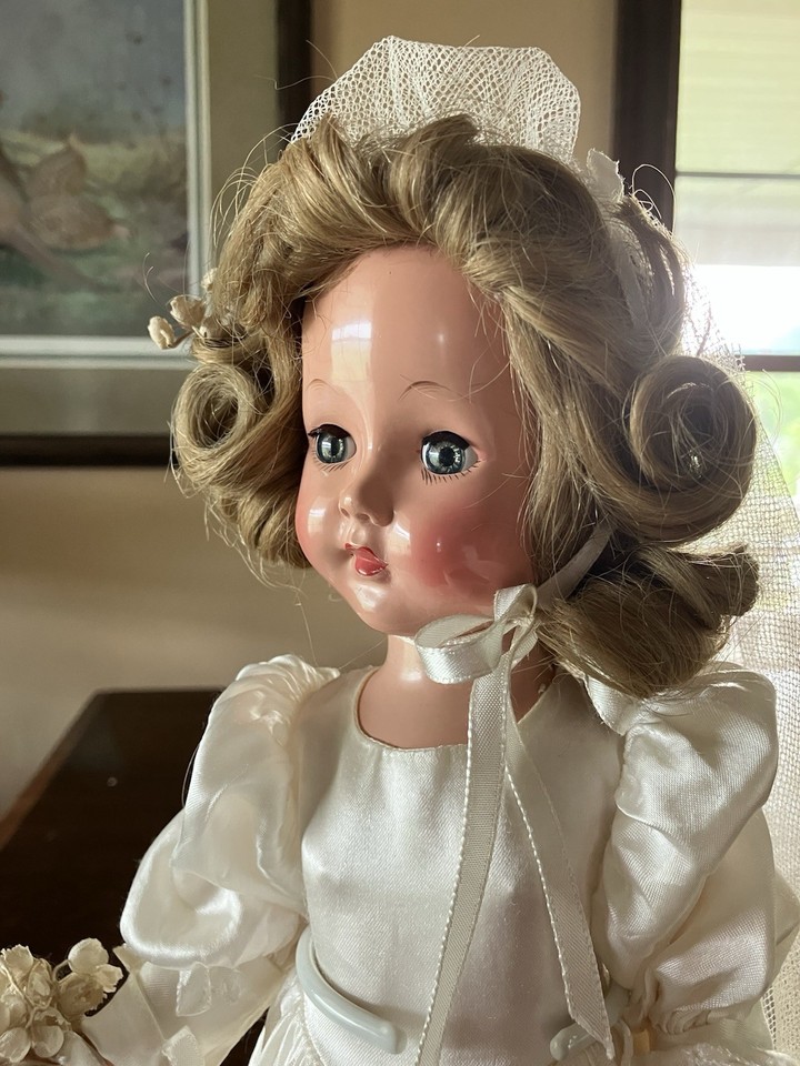 16” Original Vintage 1950s Hard Plastic Effanbee Honey Bride Doll Human ...