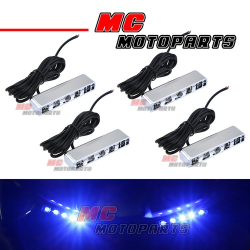 Chrome Bright Blue LED Flush Mount Light x4 For V-Strom 650 1000 SV SFV ...