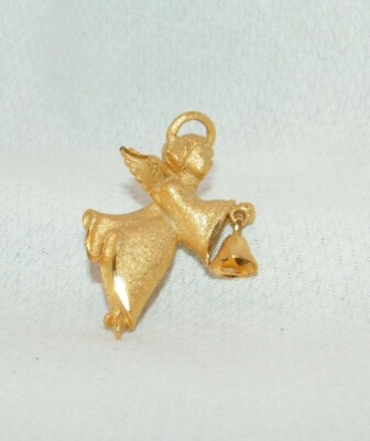 Vintage Signed "RR" Robin Rush GoldTone Textured Angel Pin/Brooch w ...